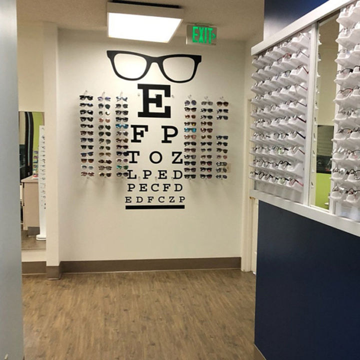 Modern Glasses Eye Chart Optical Window Wall Sticker Eye Hospital ...