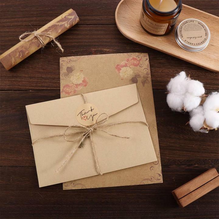 Flower Desig Brown Old Europe Style Craft Paper Letter Paper Kraft ...
