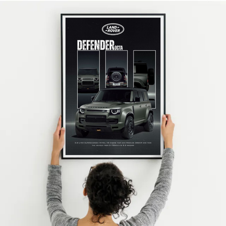 Black Land Rover Defender Artwork | Luxury Off-Road SUV Poster | High ...