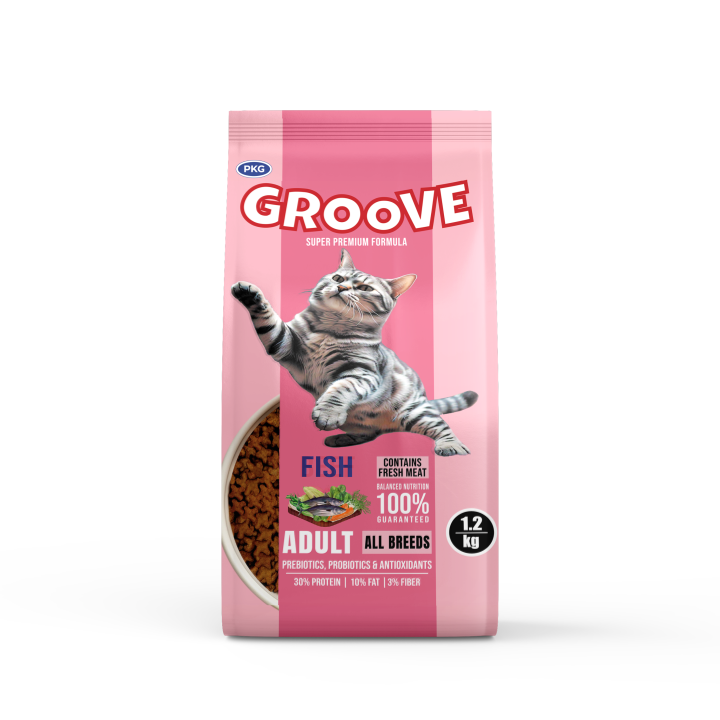 Groove Premium Cat Food Fish Flavor 1.2kg – Healthy Adult Cat Dry Food ...