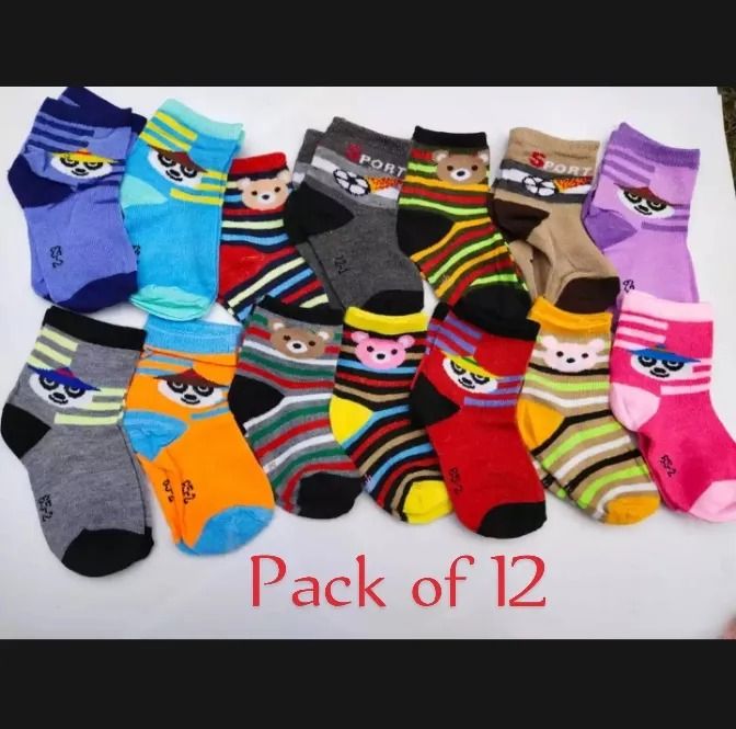 Pack of 12 Pairs - Multicolor socks for kids Baby Socks - Unisex - 0 to ...