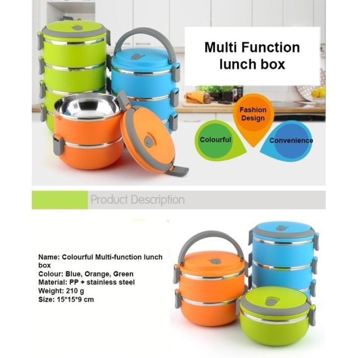 MTJ 3 Layer Stainless Steel Lunch Box Food Storage Container | Daraz.pk