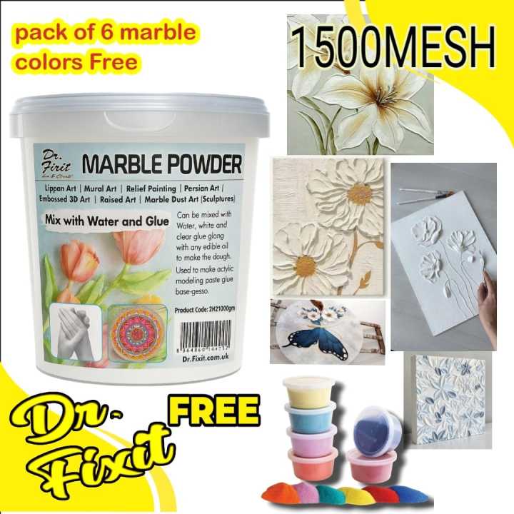Extra Fine Marble Powder 1500 Mesh – Pure White 1KG Bucket + 6 Free ...