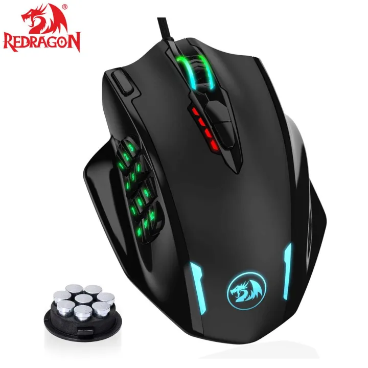 Redragon M908 IMPACT 12400 DPI RGB Gaming Mouse 19 Programmable Buttons ...
