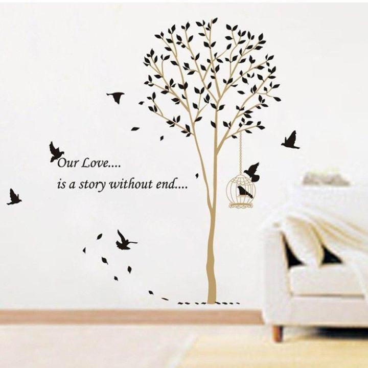 AY9055 Free Shipping Removable Vinyl Wall Sticker Tree and Bird Home ...
