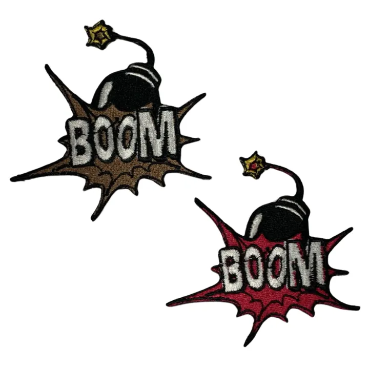 Boom Embroidered Iron On Patch Sew On Badge Bags Caps Jeans kids ...
