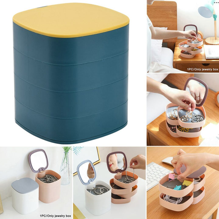 Pack of two 360° Rotating Jewelry Storage Box 4 Layers Portable Travel ...