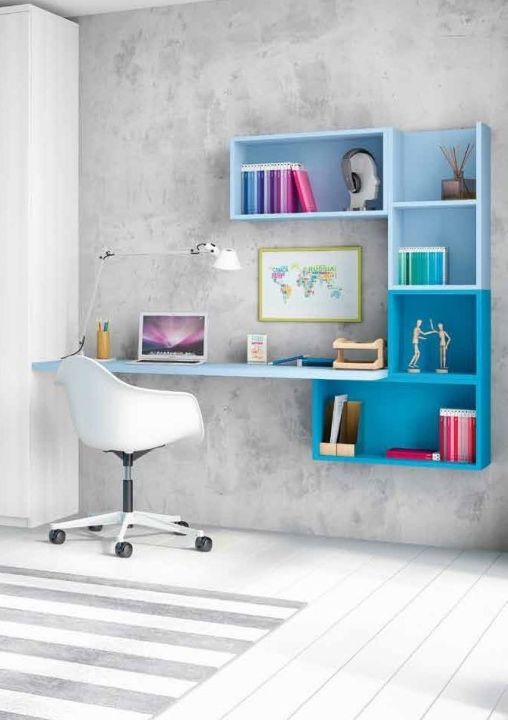 Korean Style Slim & Smart Wall Floating Wooden Home Office Study Table ...
