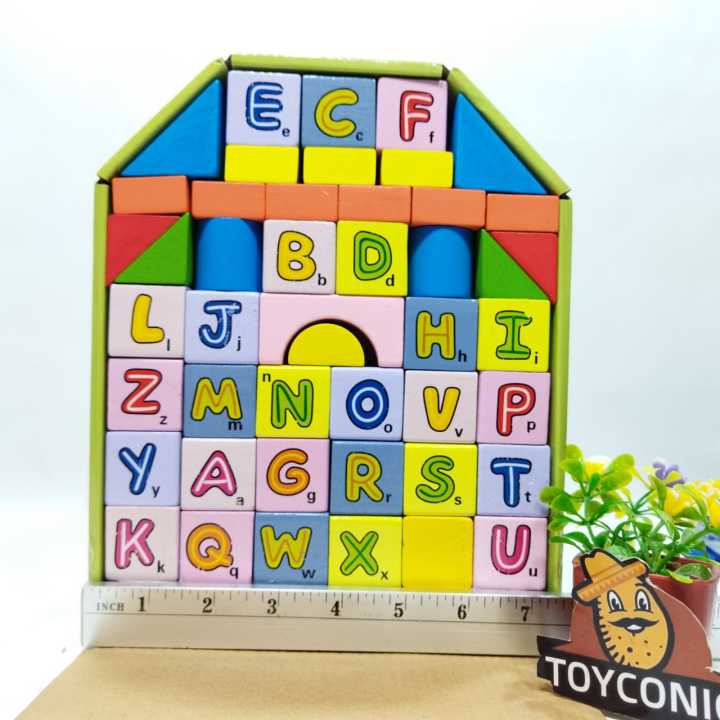 Building Blocks - Wooden Blocks - 46 Pieces - Educational Alphabet ...