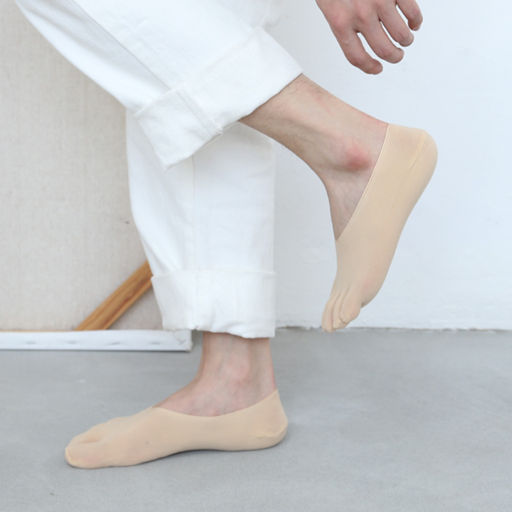Casual Transparent Men's Five Finger Socks Hollow Short Men's Mesh Five ...