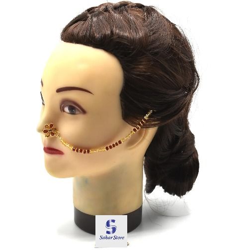 Golden Chain Nose Ring Nath for Women new design | Daraz.pk