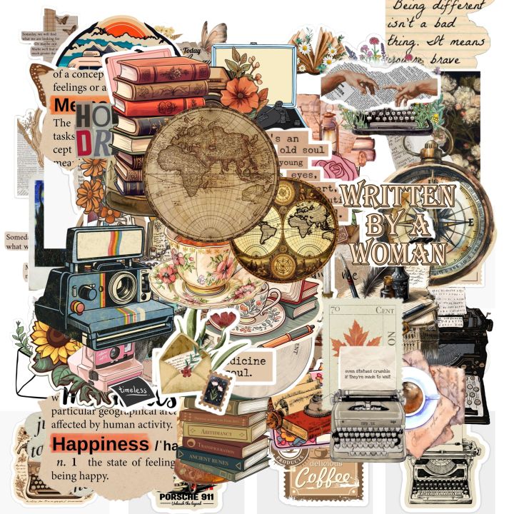 Random Mix Vintage Sticker Pack (20/40/60/80/100 Pcs) 2 Inch Premium ...