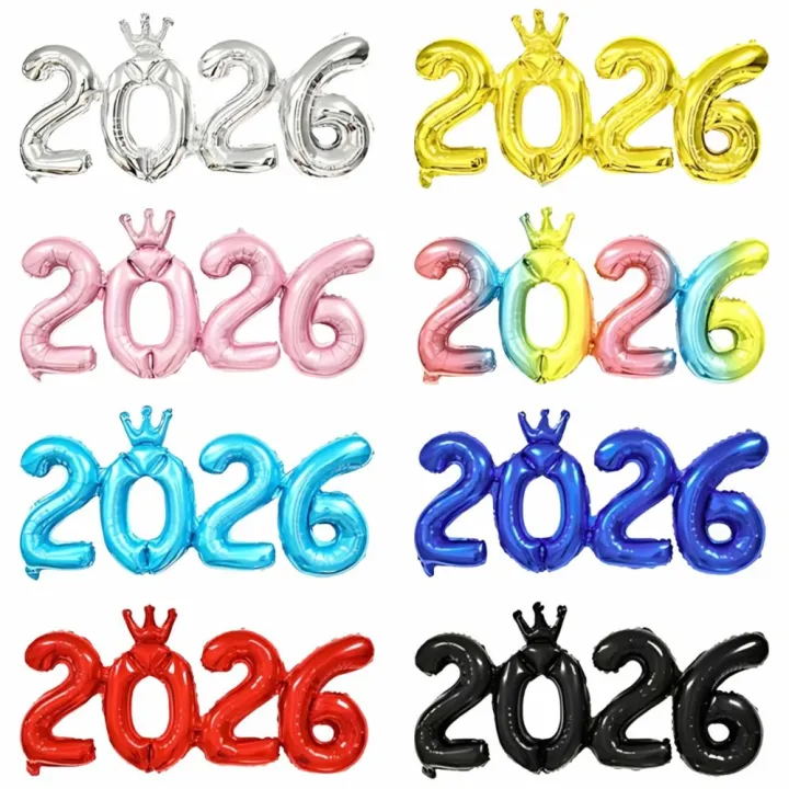 New Crown 2026 Number Foil Balloons New Year 16in Eve Party Decoration ...