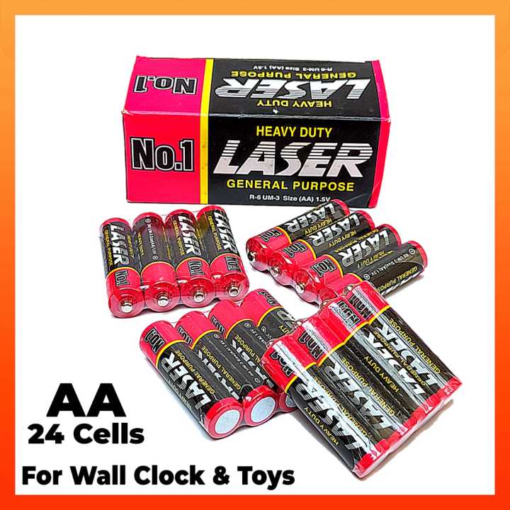 24Pcs Laser Heavy Duty Cells AA Size 1.5V Battery Cell For Clocks ...