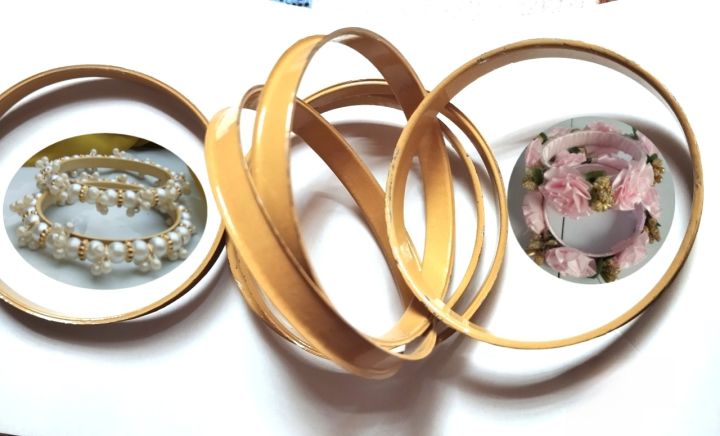 Premium Bangles Base Set - 6 Pieces | DIY Craft, Floral & Pearl Bangles ...