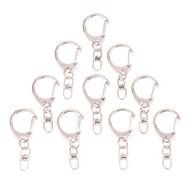 10Pcs Star Pentagram D-shaped Hollow Key Chain Rings Keychain DIY ...