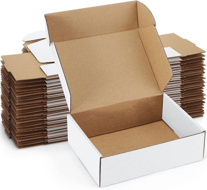 (7.5x6x2 inch) Pack of 10 / 15 / 25 / 50 / 100 White Corrugated ...