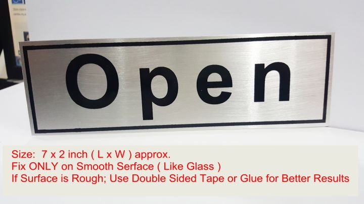 (1 or 2 Piece) OPEN Name Plate - Imported Self-Adhesive Aluminum Sign ...