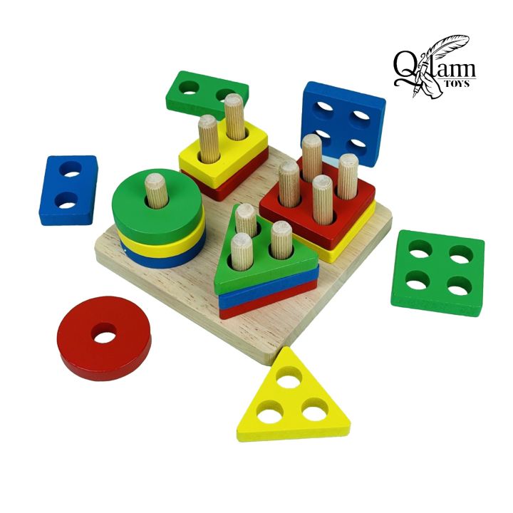 Lewo Wooden Puzzle Toddler Toys Shapes Sorter Preschool Geometric ...