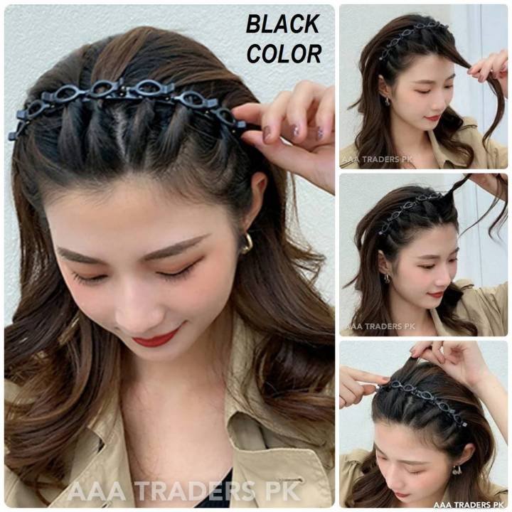 Hair Band Hair Accessories Hair Hoop Fashion Double Layer Band Twist Plait Clip Front Hair Clips Headband Daraz.pk