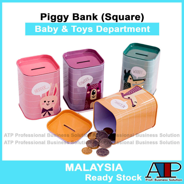 WJ‍ Piggy Penny Box Cute Mini Coin Bank For Kids Tabung Duit Besi Comel ...