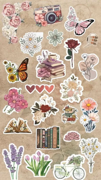 Bookish Bloom Aesthetic PVC Sticker Sheet – Uncut A6 (15x10cm) | Floral ...
