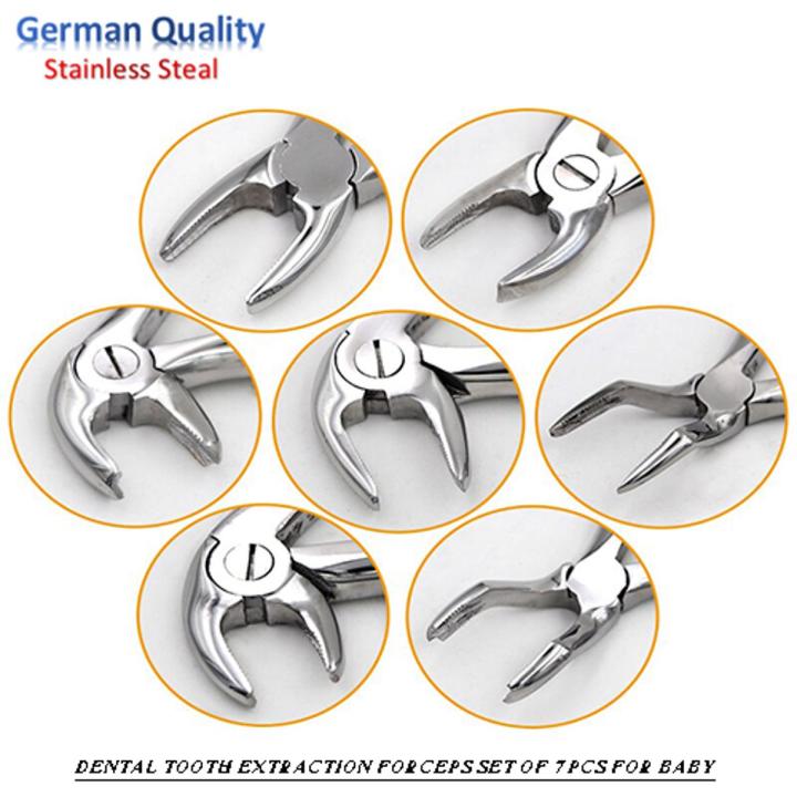 DENTAL TOOTH EXTRACTION FORCEPS SET OF 7 PCS FOR BABY | Daraz.pk