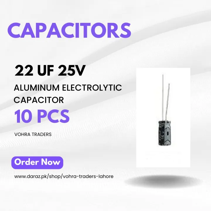 10 Pcs Aluminum Electrolytic Capacitors 22uF 25V Capacitor | Daraz.pk