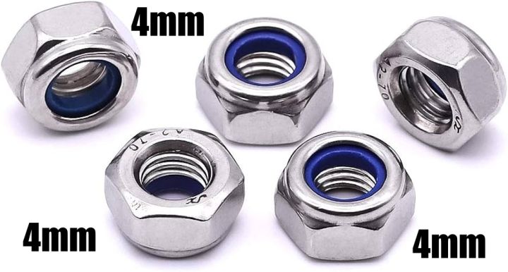 SS M4 (4mm) Lock Nut -Stainless Steel SS Lock Nuts (Pack of 12) SS lock ...