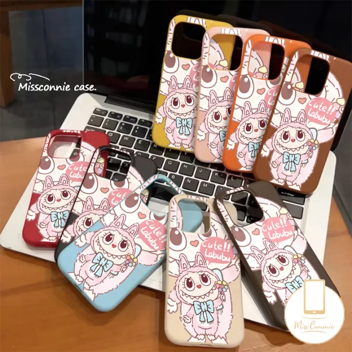 Pop Mart Cute Flower Pink Happy Labubu Phone Case Compatible for IPhone ...