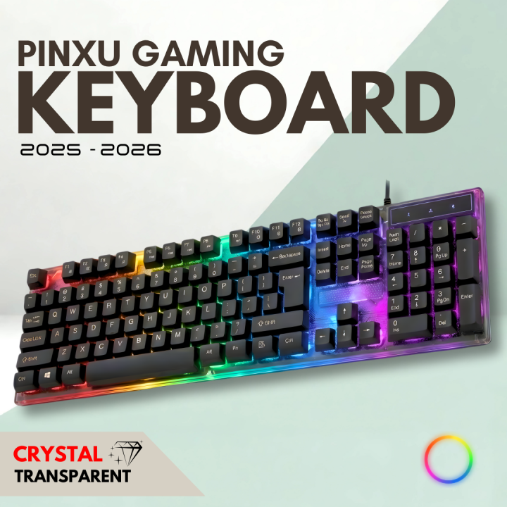 Transparent RGB Gaming Keyboard | Rainbow Light Effect Backlit LED ...