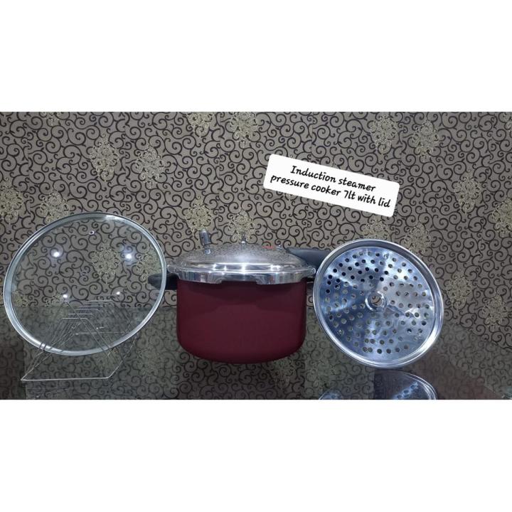 Induction Base steamer Pressure cooker 7Litter (Nonstick Coating ...