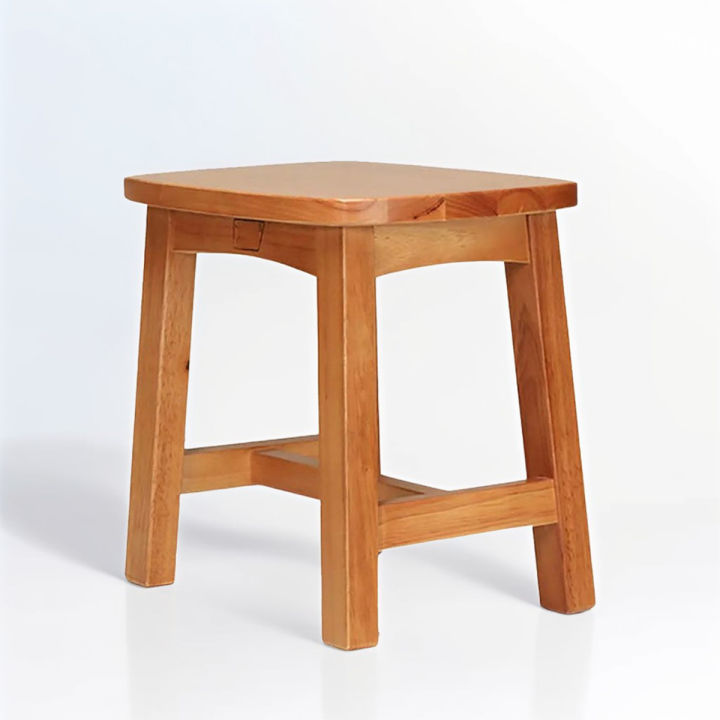Solid Wood Small Stool Durable Square Oak Design for Adults and Kids ...