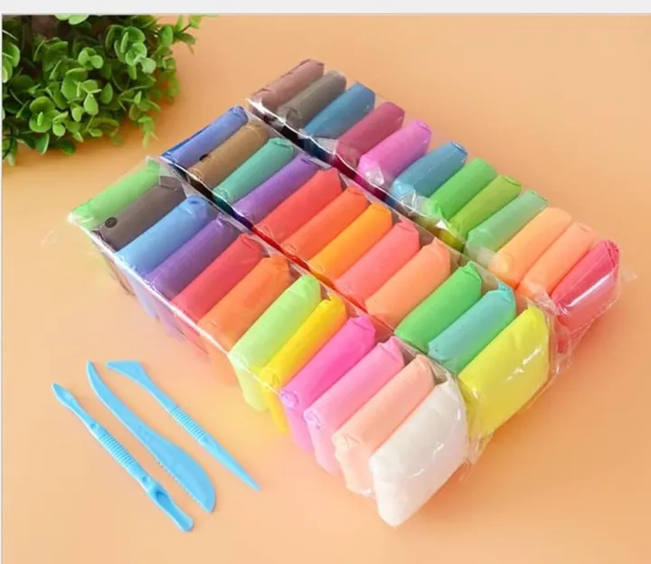 Pack of 12 foamic Play dough, Air Dry Polymer Clay for Kids and babies ...