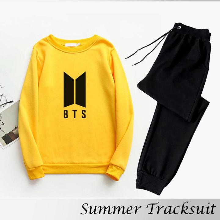 BTS Printed Tracksuit Soft Fabric Summer Sweatshirt & Trouser Trendy ...
