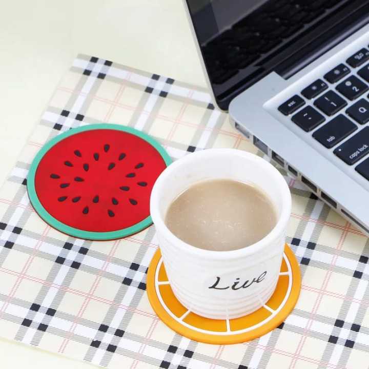 Fruit Shape Cup Coaster Silicone tea Cup Pad Slip Insulation Pad Tea ...