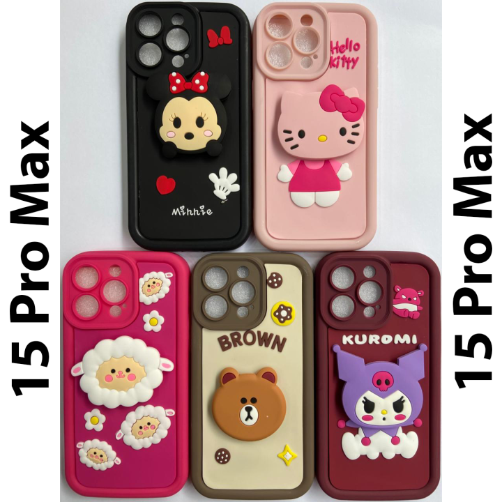 iPhone 15 Pro Max – Cartoon Pop Socket Phone Case for Girls, Ladies ...