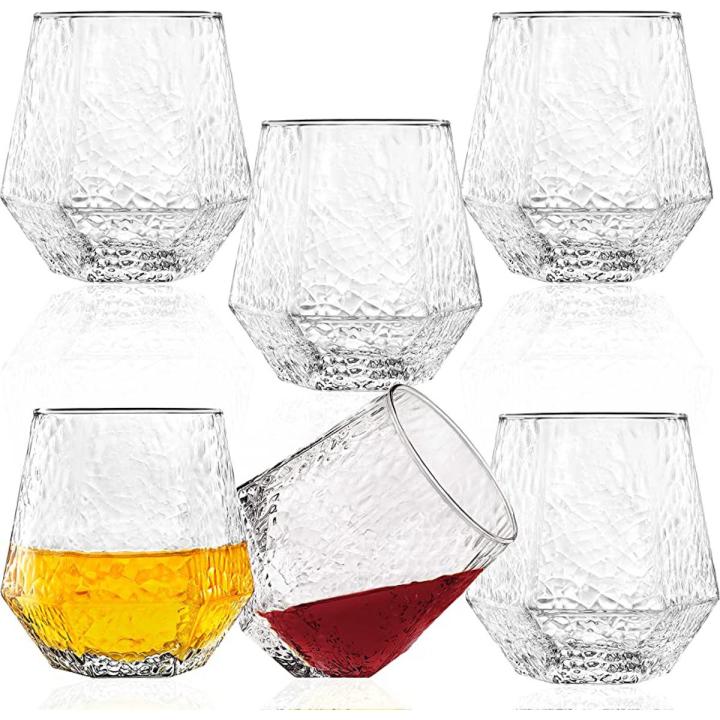 Diamond Glasses - Juice Glass Set of 6 Diamonds Shaped - Tilted ...