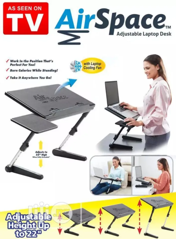 Air Space Laptop Table Stand Official As Seen On TV Air Space Laptop Desk by BulbHead Adjustable Laptop Stand Computer Desk Has Built In Cooling Fan Daraz.pk