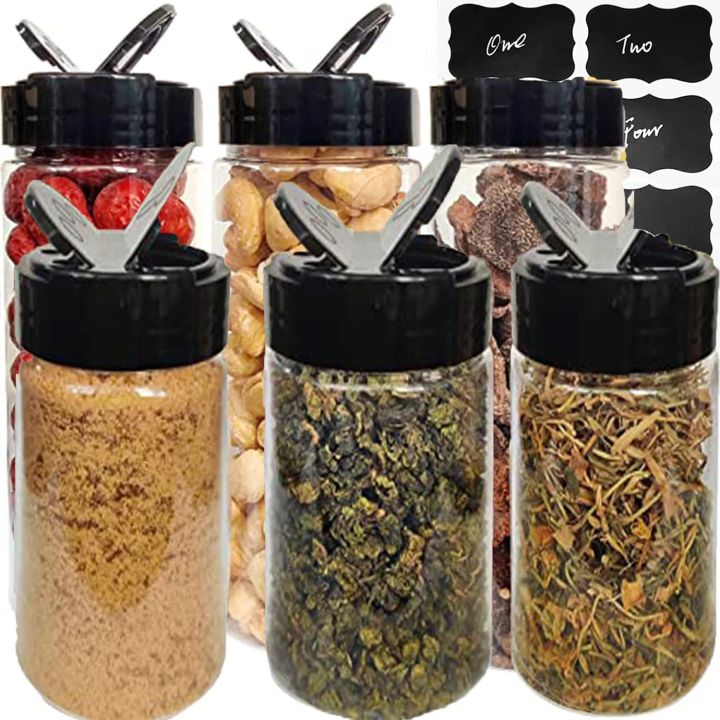 Set of 2 Spice Jars, Plastic Spice Jars Storage with Shaker Insert ...