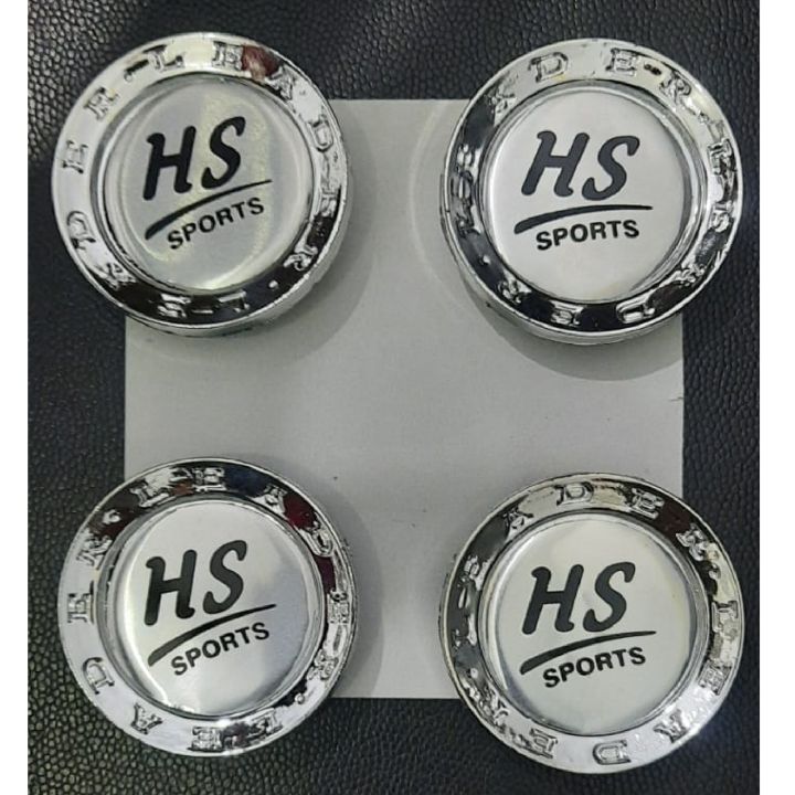 SET OF 4 HS Logo Car Wheel Center Caps Premium Quality Chrome Material ...
