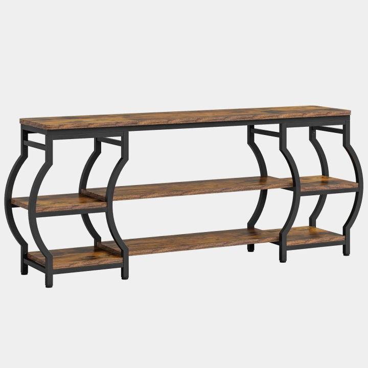 Custom Made Console Table, 3-Tier Sofa Entryway Table with Storage ...