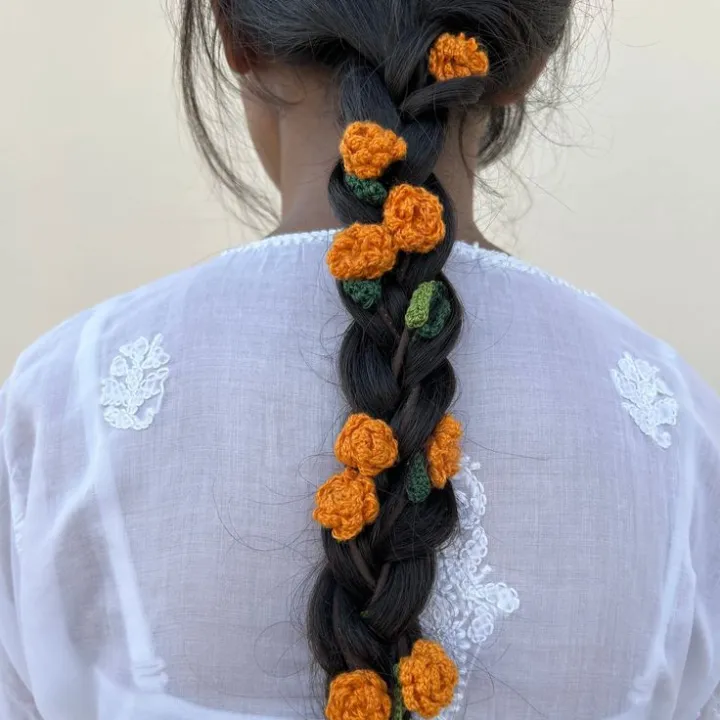 CROCHET BEAUTIFUL FLOWER HAIR BRAID TASSELE / PARANDA FOR GIRLS / HAIR ...