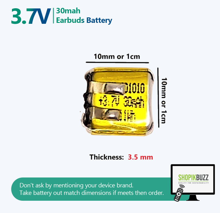 3.7v 30mah Universal Smallest Dot Battery - Handsfree BT Bluetooth ...