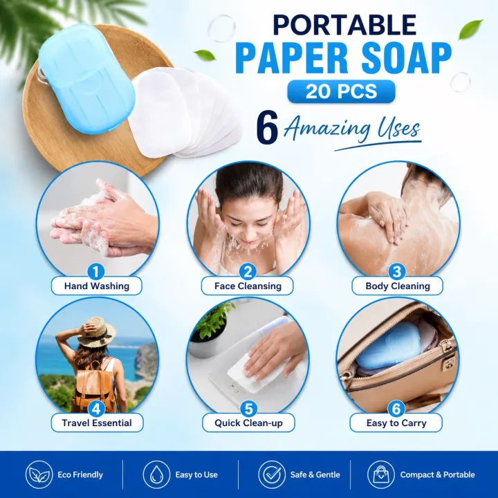Travel Soap disposable paper soap Paper Washing Hand Bath Clean Scented ...