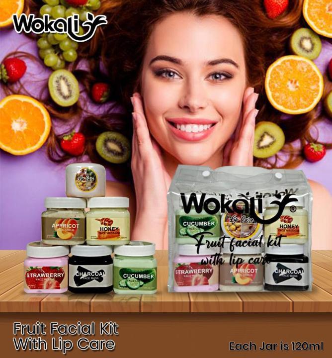 Wokali Pack Of 6 FRUIT FACIAL KIT WITH LIP CARE FACIAL KIT | Daraz.pk