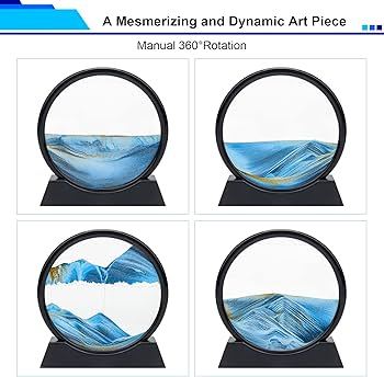 3D Moving Sand Art Showpiece – Round Glass Sandscape Lamp with Metal ...