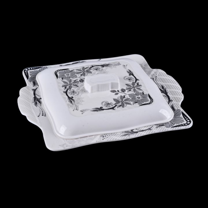 Bread Box/Hot Pot Melamine Box, Nan Box with Lid, Beautiful White/Black ...