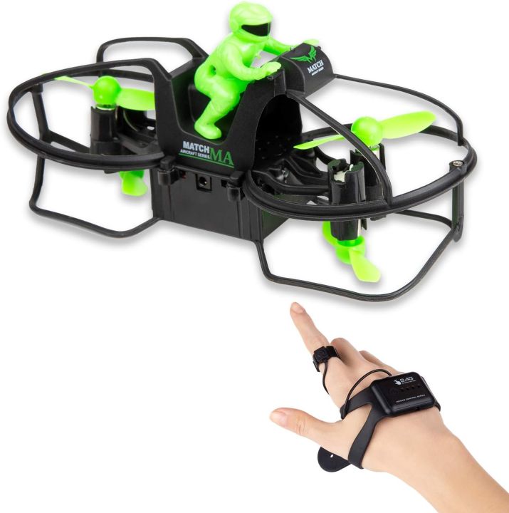 CANOPUS Mini RC Flying Motorcycle, Green, Hand Wrist-Watch Controlled ...