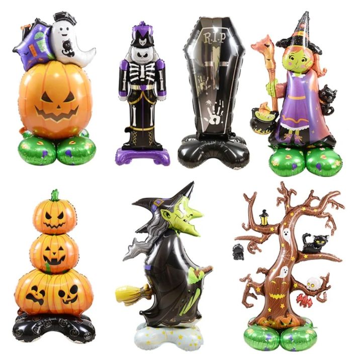 Navidad Giant Stand Pedestal Halloween Foil Balloons Large Pumpkin ...